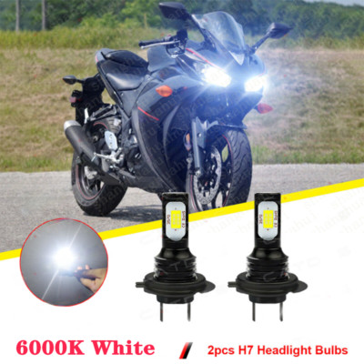2x H7 LED Headlight Bulbs 6000K White For Yamaha YZF R3 2014 2015 2016 ...