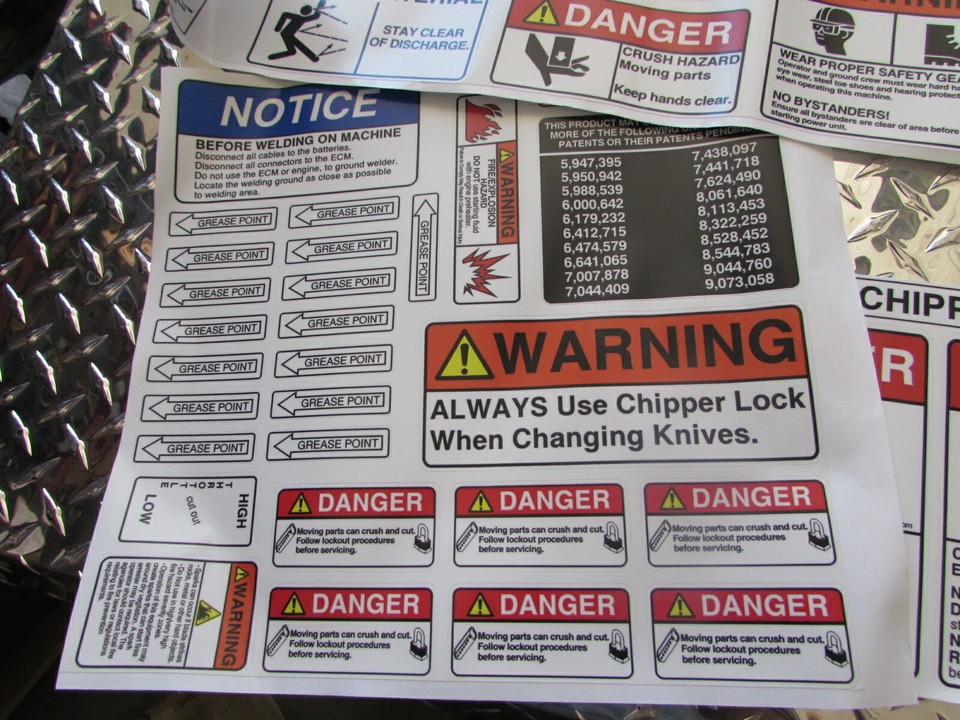 MORBARK WOOD CHIPPER SAFETY DECAL KIT FOR MULTIPLE CHIPPER MODELS | eBay