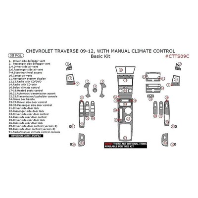 For Chevy Traverse 09-12 Remin Real Walnut Burl Wood Basic Dash Kit 38 ...