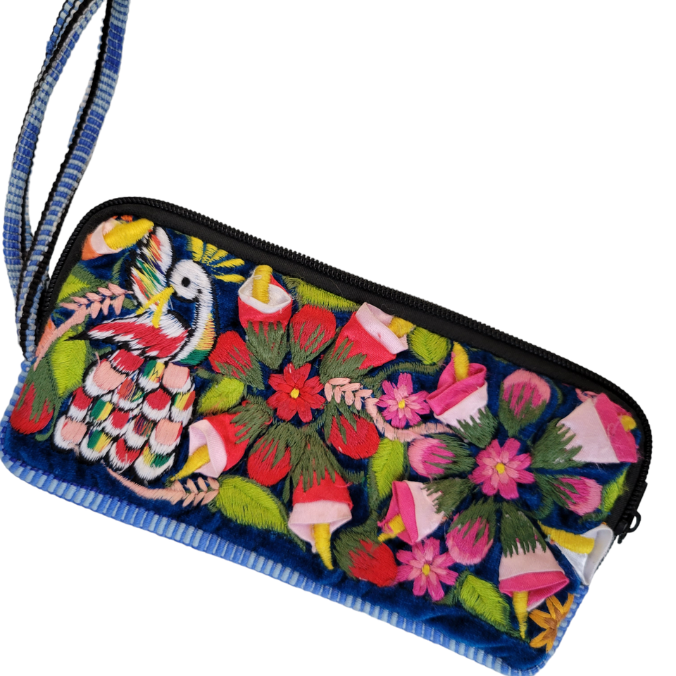 Guatemalan embroidered women's wrislet clutch wallet with slots and ...