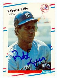Roberto Kelly autographed baseball card (New York Yankees) 1988 Fleer ...