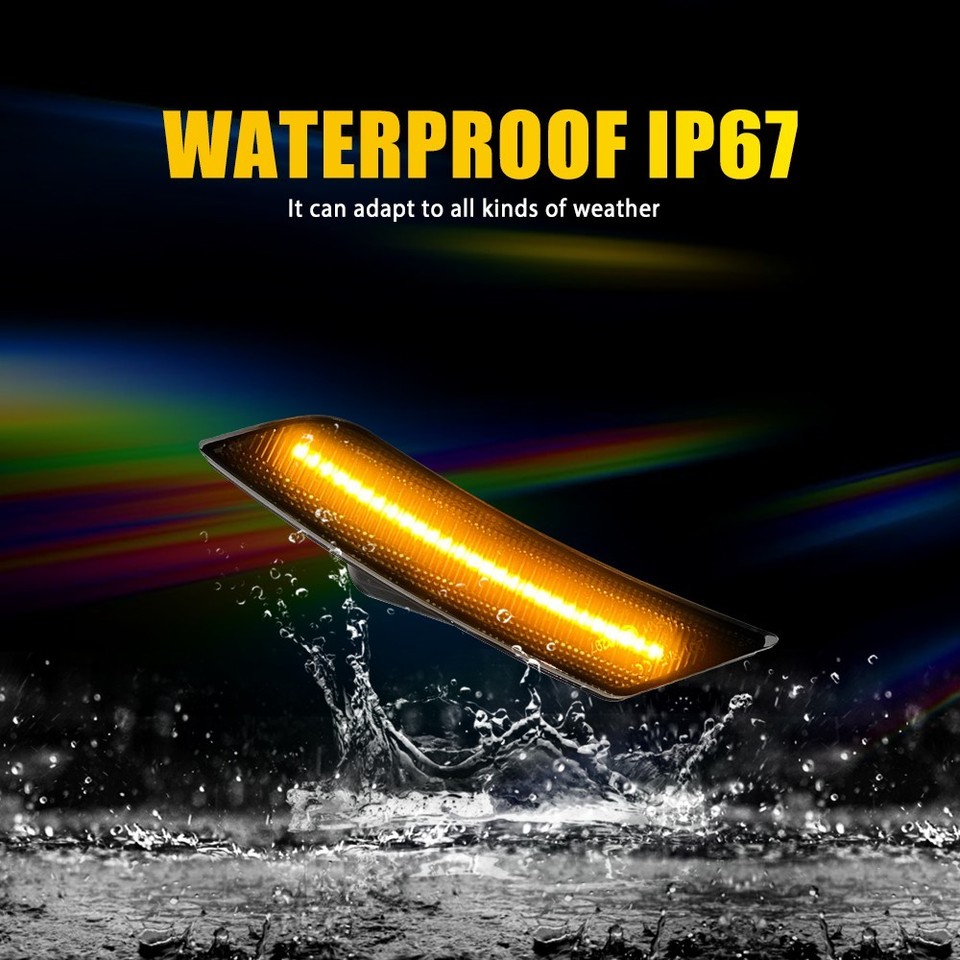 2pcs Smoked Lens Amber LED Front Side Marker Lights For Cadillac 2013 ...