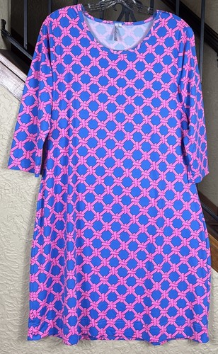 Lulu B Colorful Comfy Clothing Pink /Blue Sea Knot 3/4 Sleeve Dress ...