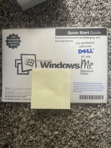 Genuine Microsoft Windows ME Millennium Edition Guide & CD New for Dell ...