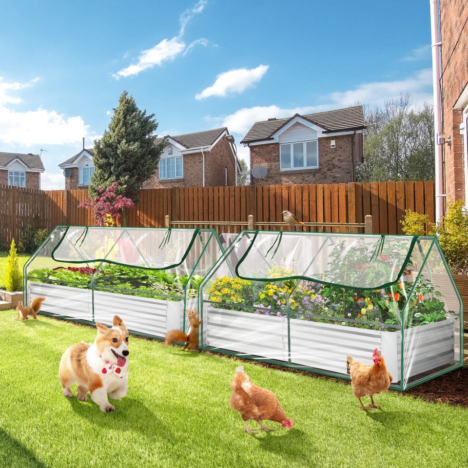 6x3x1ft Galvanized Raised Garden Bed kit Greenhouses Planter Box ...