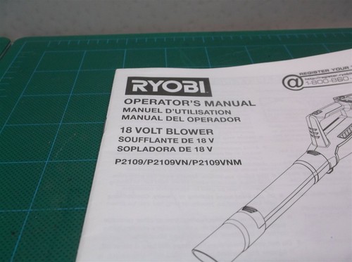 Ryobi P2109 P2109VN P2109 VNM 18V Li-Ion Leaf Blower Manual Only | eBay