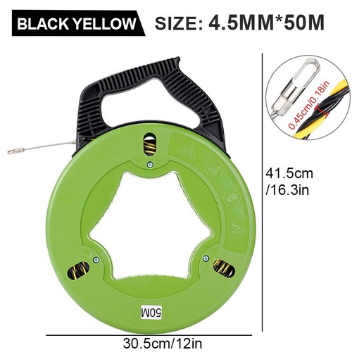 164 ft Fish Tape Wire Cable Line Puller 3/16 in Steel with High Plastic ...