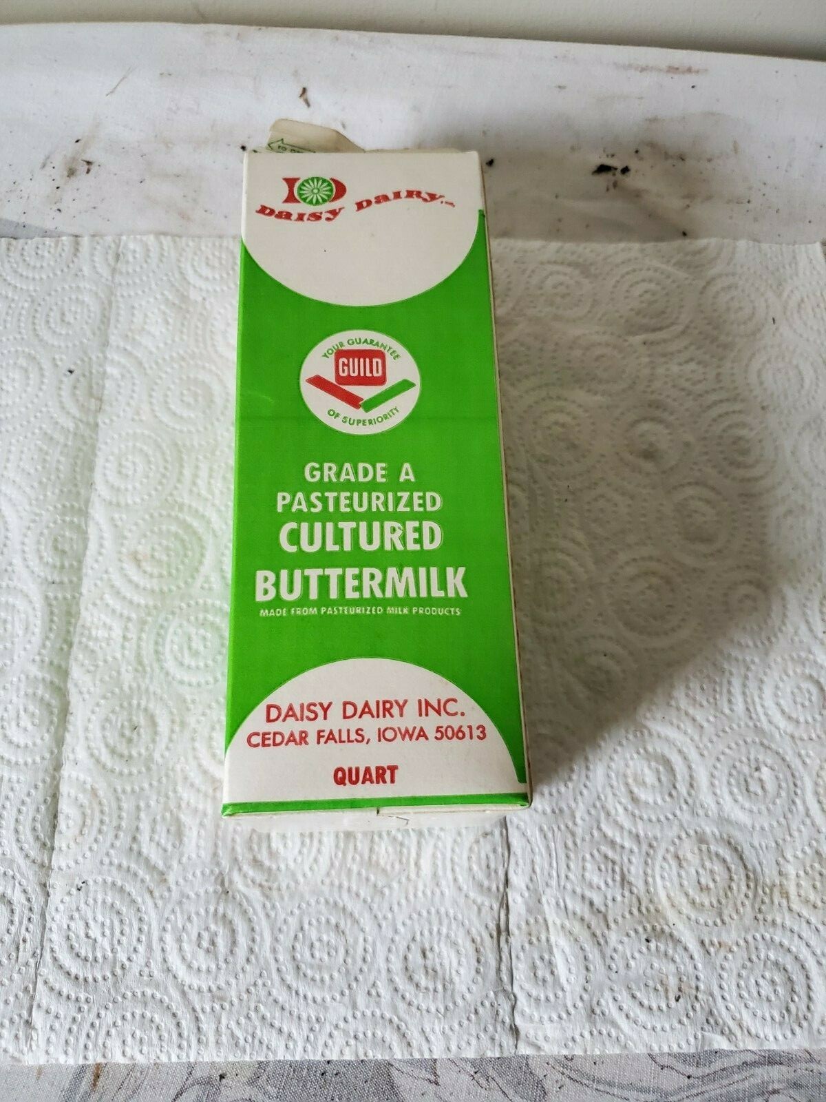 one quart waxed cardboard carton buttermilk daisy dairy cedar falls ...