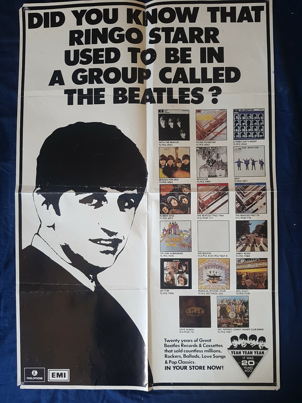 EMI UK 1982 Beatles promo poster 20th anniversary Did you know Ringo ...