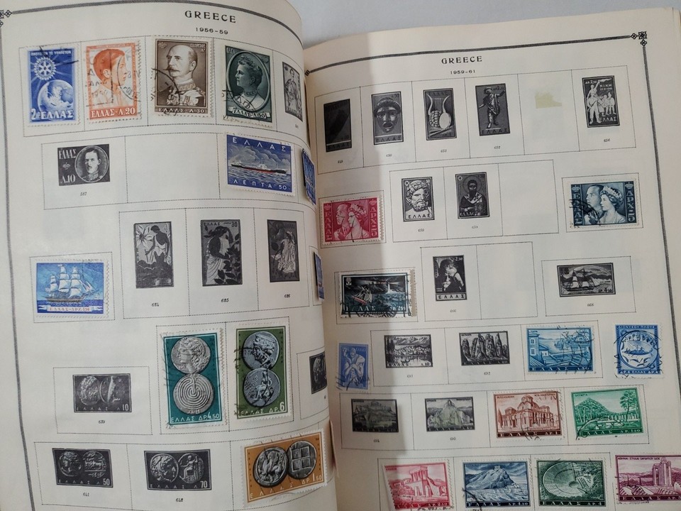 Vintage 1962 Grand Award Scott Stamp Album w/ 3,250 Stamps + 100 More ...