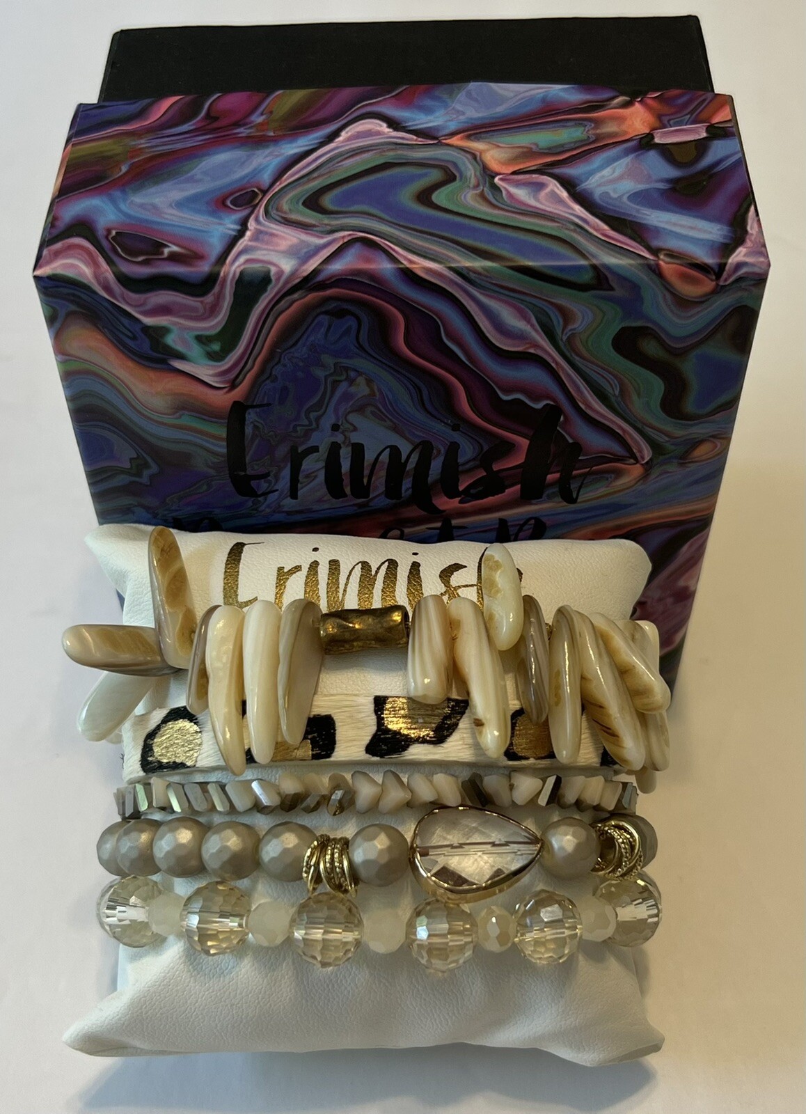 Vintage Erimish Brand Stretch Palm 5 Piece Bracelet B… - Gem