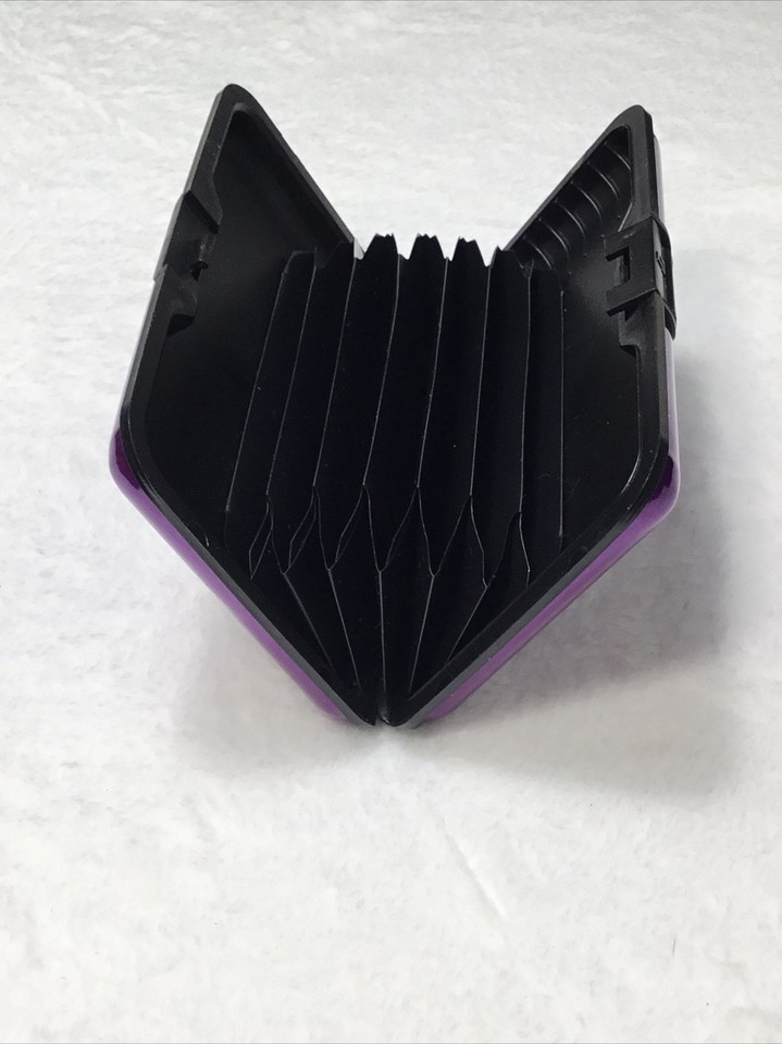 Hard Shell Purple Compact Credit Card Holder 7 Slots For Cards w/ Snap ...