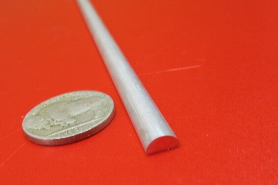 Aluminum Half Round Rod (.250") 1/4" Dia, x 3 Foot Length, 4 units, 12 ...
