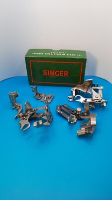 BOX OF VINTAGE ATTACHMENTS FOR SINGER 221 LOW SHANK FEATHERWEIGHT BOX ...