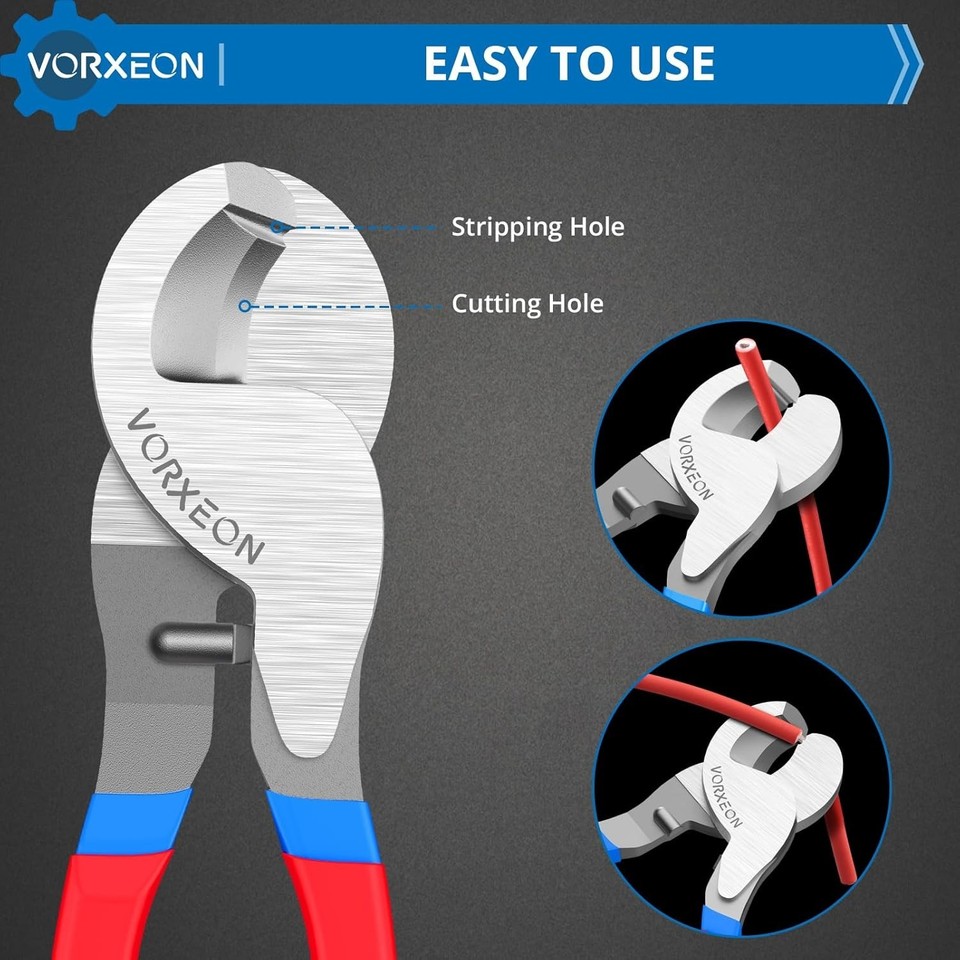 Cable Cutters 10 Inches, Heavy Duty High Leverage Cutter Tool Big Wire ...