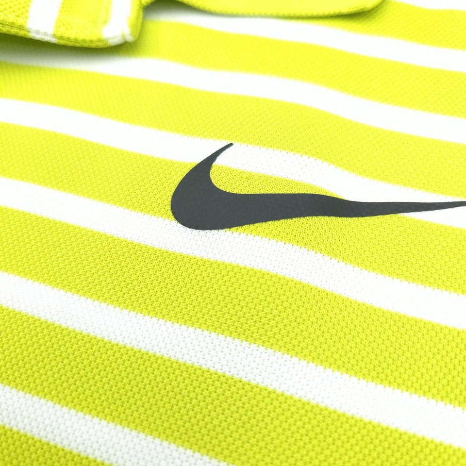 Nike Dri-FIT Polo Shirt Mens -L- NEON GREEN White Golf Swoosh ...
