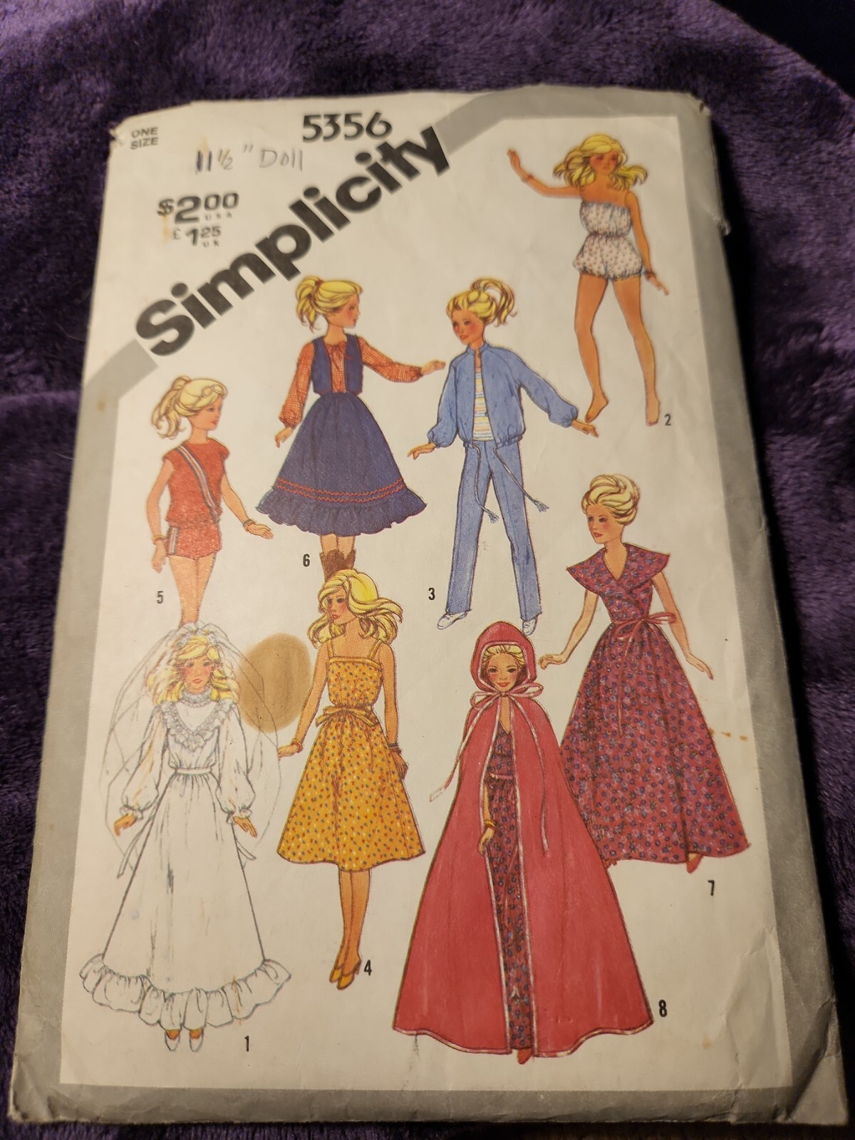 Simplicity #5356 Barbie doll clothes pattern. Used. Dress Wedding Gown ...