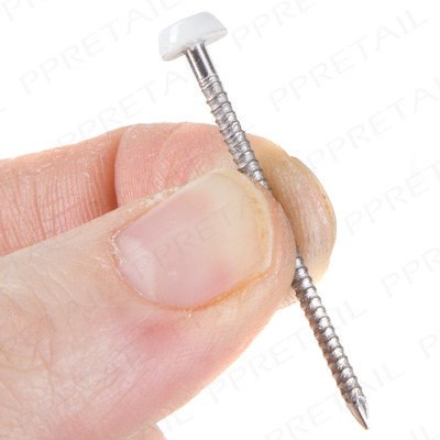 25 x Plastic Cap Pins 40mm WHITE Plastop Head UPVC Nails/Screws Signs ...