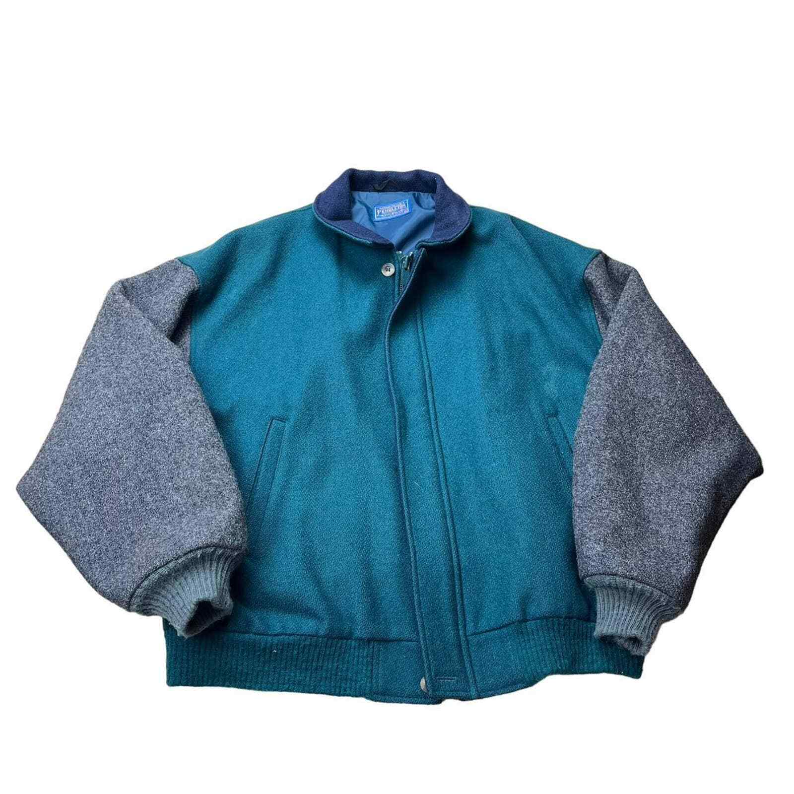 Vintage Pendleton Wool Bomber Jacket in Green and Gray - Gem