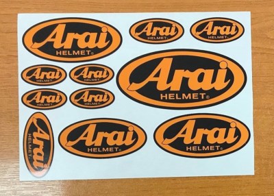 Arai decal set 11 Orange on Black quality printed and laminated helmet ...