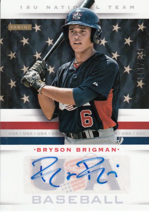 2013 USA Baseball 18U National Team Signatures #2 Bryson Brigman Auto ...