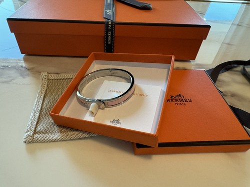 Hermes Mini Clic Kelly Bracelet PM- Palladium Pink (NEW) | eBay