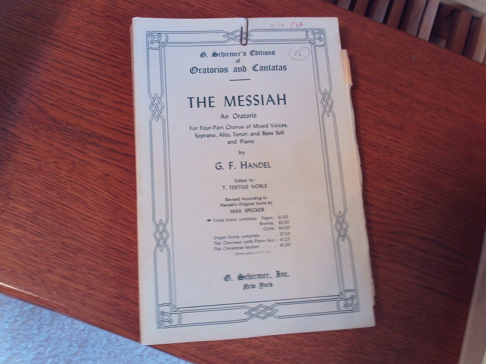 Handel, ed T.T. Noble: Messiah, complete, vocal score (Novello) | eBay