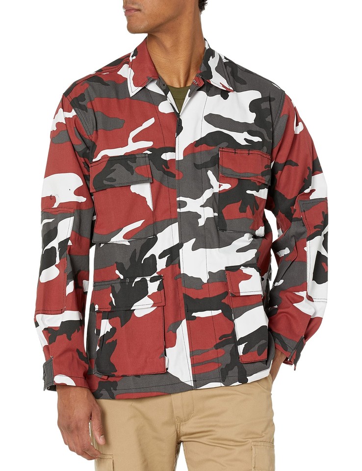 BACKBONE Mens Army Military Battle Dress Uniform BDU Camouflage Top ...