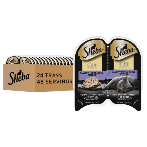 Sheba Perfect Portions Wet Cat Food Cuts in Gravy Mixed Grill 24 Pack ...