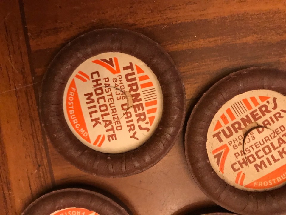 LOT OD 20 PLUS CHOCOLATE MILK BOTTLE CAPS TURNERS DAIRY CUMBERLAND MD ...