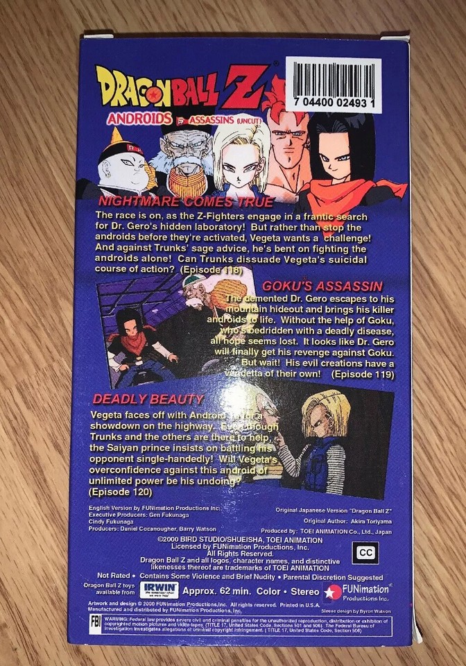 Dragonball Z Assassins Uncut VHS Androids Saga DBZ Anime Akira Toriyama ...