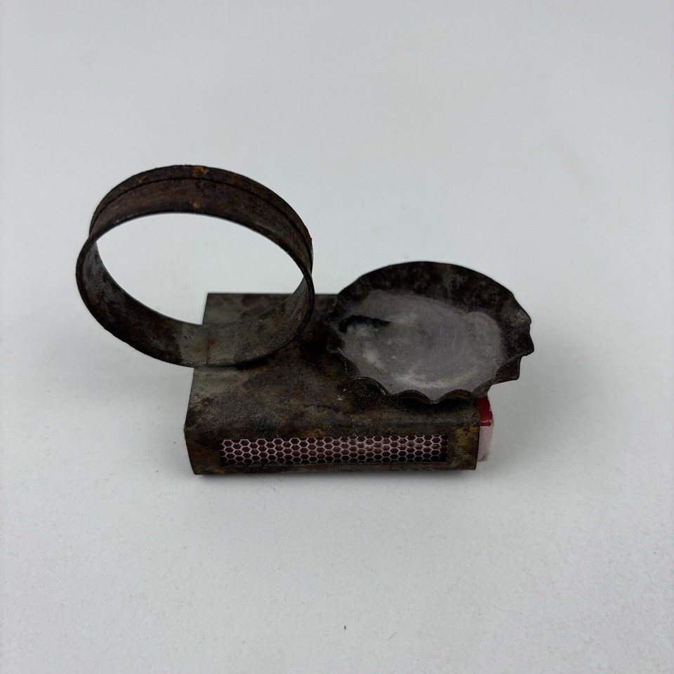 Vintage Tin Matchbox & Candle Holder- Antique Tinder Box Candle Holder ...