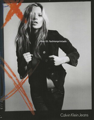 CALVIN KLEIN Jeans 1-Page PRINT AD Fall 2006 Supermodel KATE MOSS Mert ...