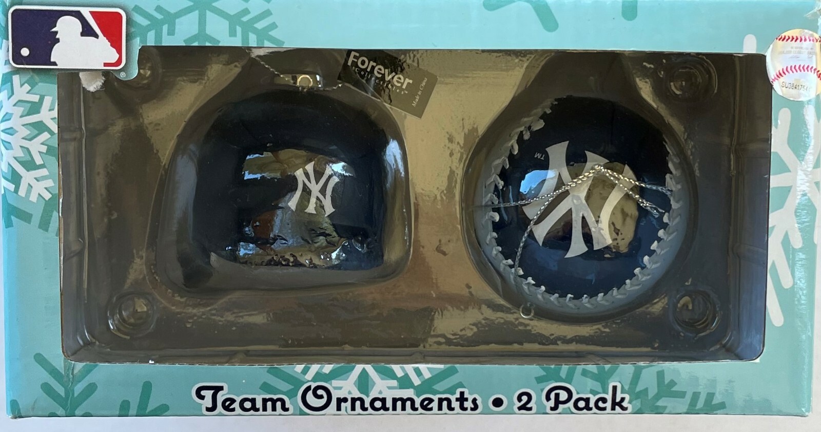 MLB New York Yankees 2 Pack Christmas Tree Ornament Decoration Baseball ...