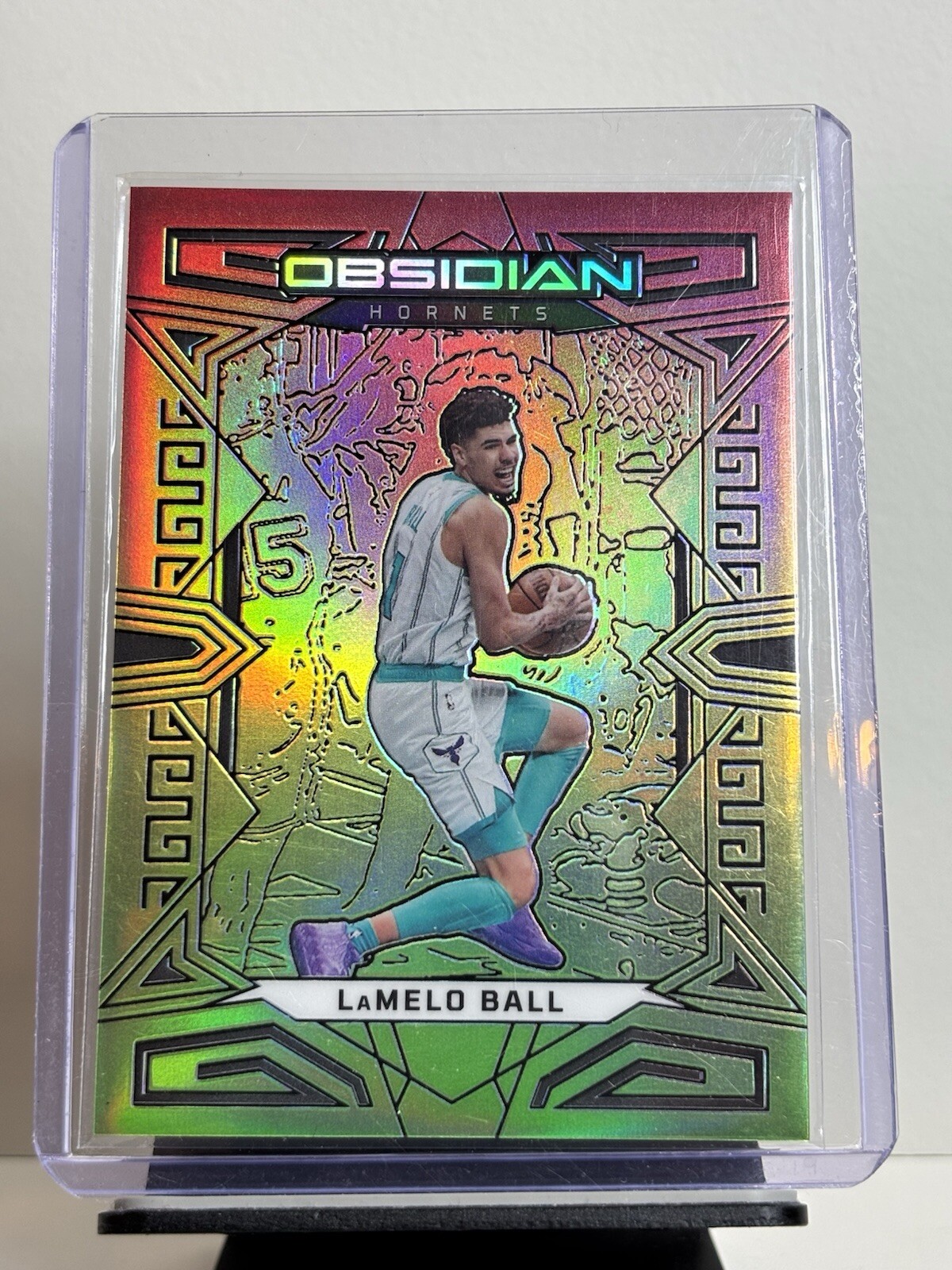 LaMelo Ball 2022 Obsidian #92 Electric Etch Red Yellow Green Flood /75 ...