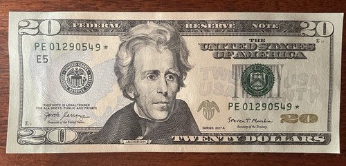 STAR NOTE $20 DOLLAR BILL 2017 A Federal Reserve Note PE 012 | eBay