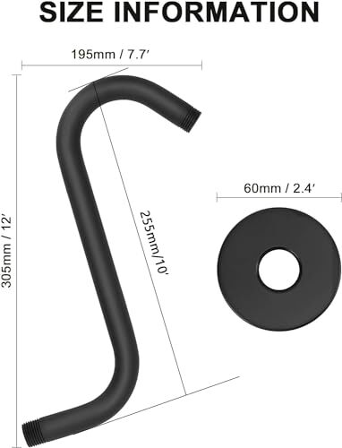 S Shaped Shower Head Riser Pipe, Shower Head Extender Arm with 2 Matte ...