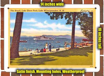 Metal Sign - New Hampshire Postcard - The Beach, Lake Shore Park, Lake ...
