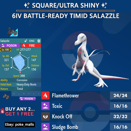 SHINY SALAZZLE | 6IV | TIMID | BATTLE-READY | Pokemon Scarlet and ...