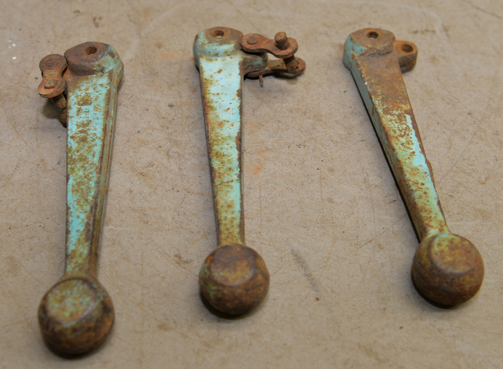 3 cast iron ball end handles industrial steam punk levers collectible ...