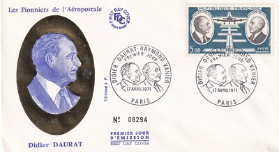 Enveloppe 1er Jour timbrée 1971 AVIATION AVION aéropostale VANIER ...
