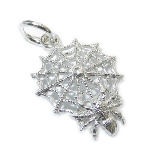 Spider on its web sterling silver charm .925 x 1 Spiders Webs charms ...