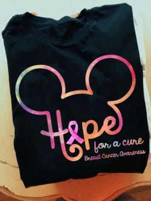 Hope For A Cure Breast Cancer Awareness Mickey Mouse Ears Tshirt Women ...