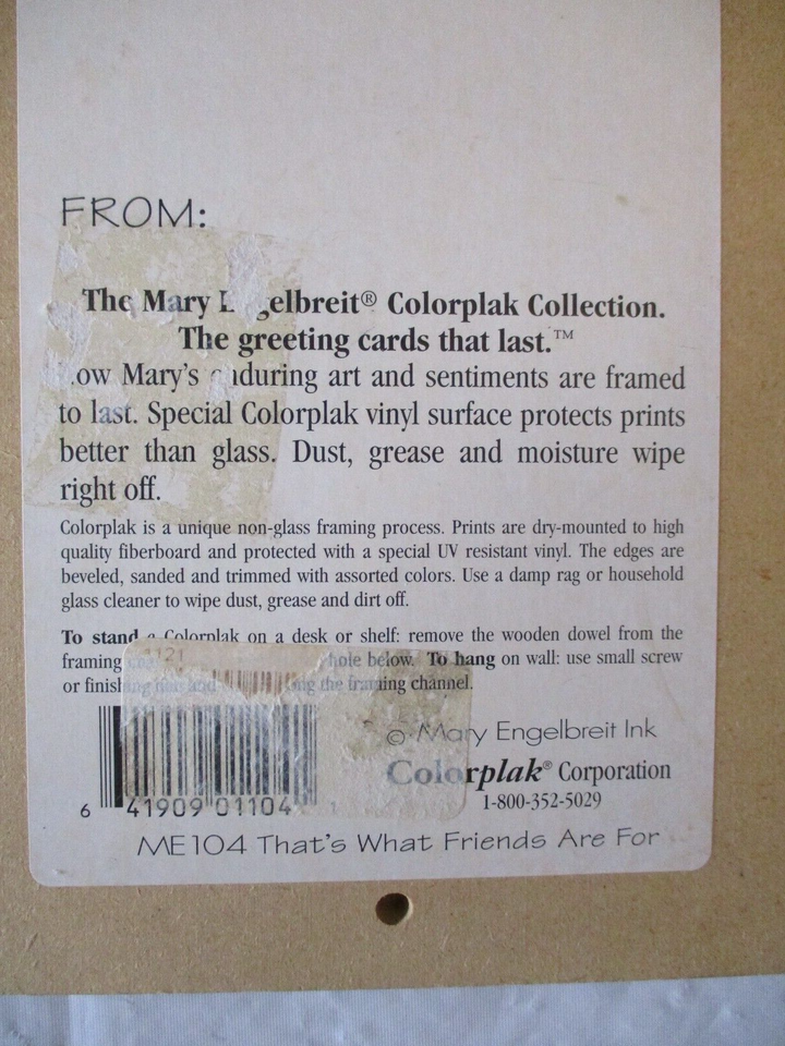 Mary Engelbreit Plaque That's What Friends are For Colorplak Girl Dog ...
