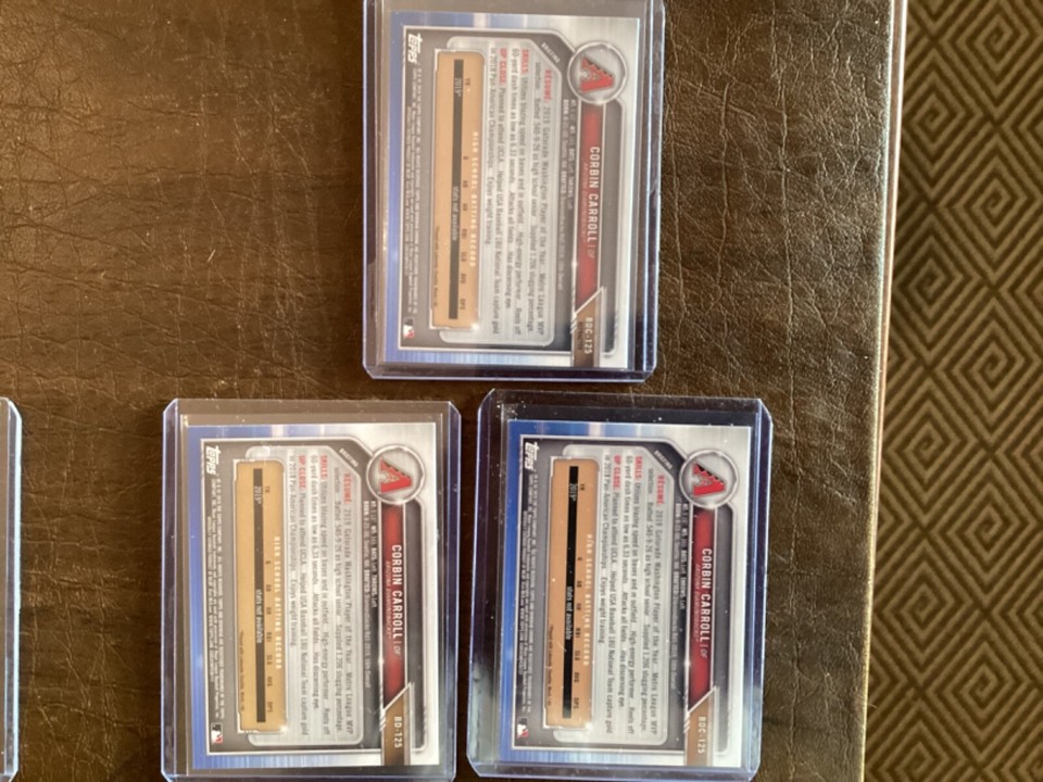 2019 1st Bowman Chrome CORBIN CARROLL Refractor + Chrome + Paper 3 card ...