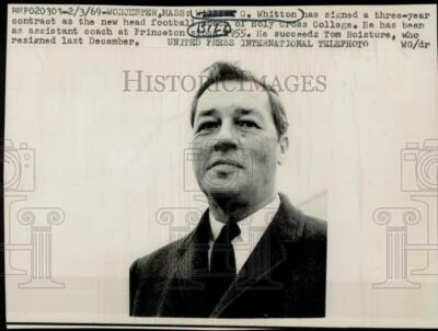 1969 Press Photo New Holy Cross College Football Coach Bill G. Whitton ...