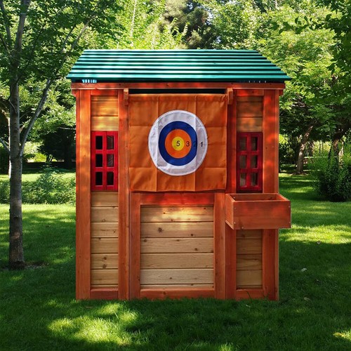 Outdoor Playhouse For Kids Pretend Play Wooden Game House With Canopy ...