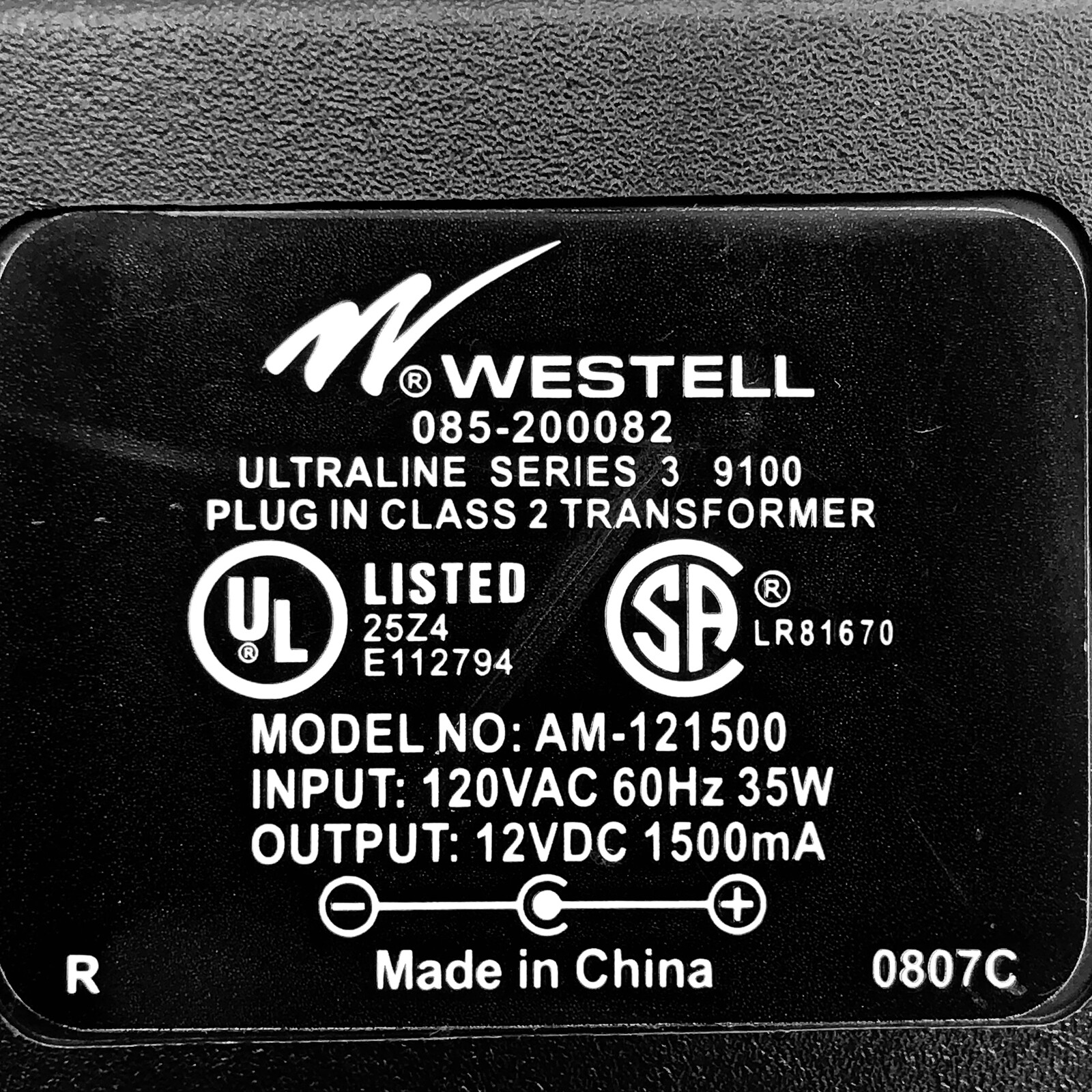 WESTELL AM-121500 Power Supply Adaptor 12V - 1500mA OEM AC/DC Adapter ...