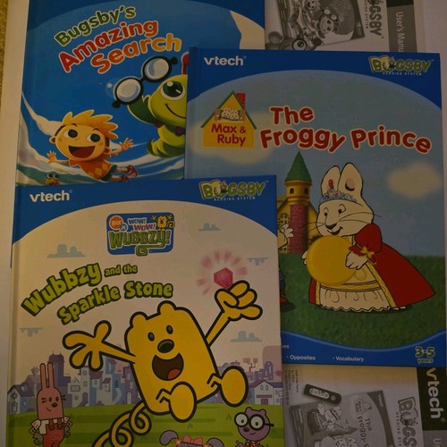 Lot Of 3 VTech Bugsby Reading System Books Wubbzy, Max & Ruby, Amazing ...