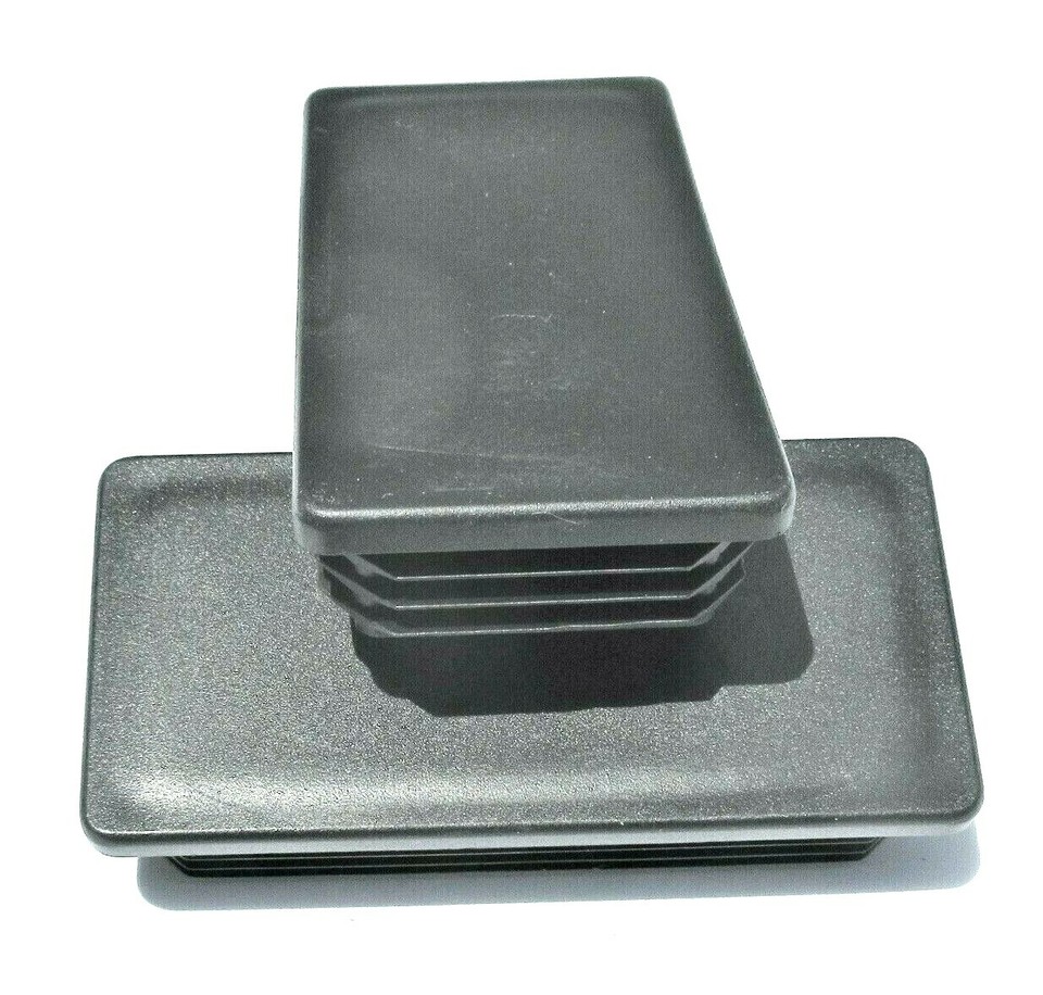 2" x 4" Rectangular Tubing Plug–Black HDPE End Cap Insert -Fits 8–12 Ga ...